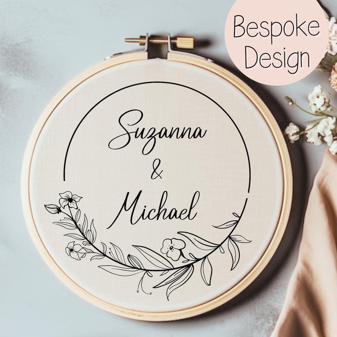 Custom Wedding Names Hand Embroidery Pattern Personalized Hand ...