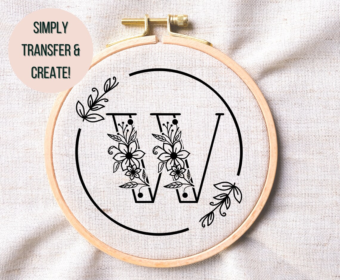 Letter W Hand Embroidery Monogram - Letter W Hand Embroidery Letter ...