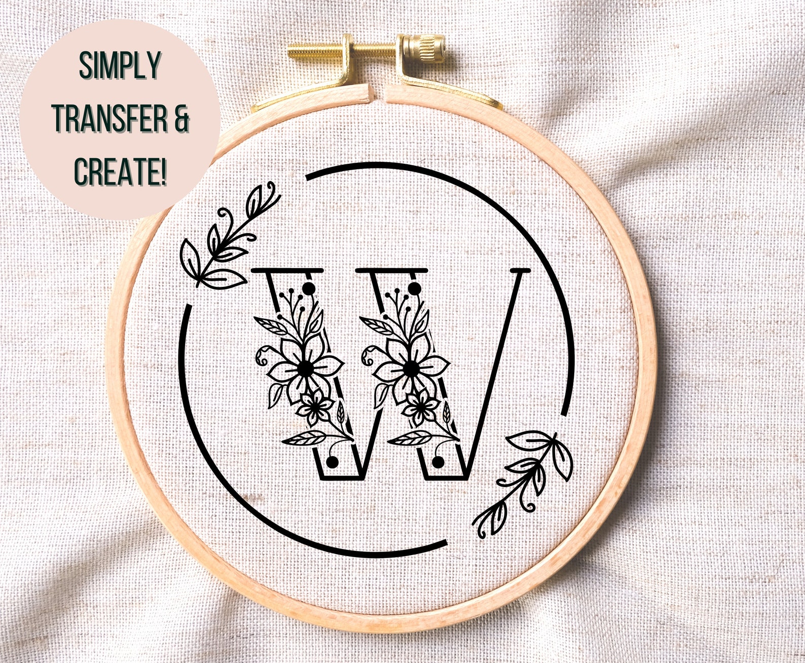 Letter W Hand Embroidery Monogram - Letter W Hand Embroidery Letter ...