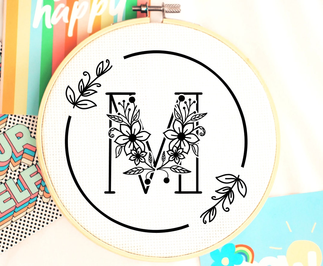 Letter M Hand Embroidery Monogram - Letter M Hand Embroidery Letter ...