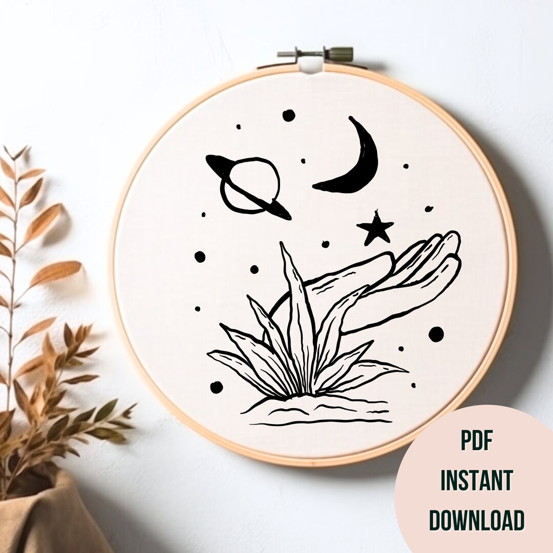 Modern Celestial Embroidery Pattern PDF Planets Hand Embroidery Pattern ...