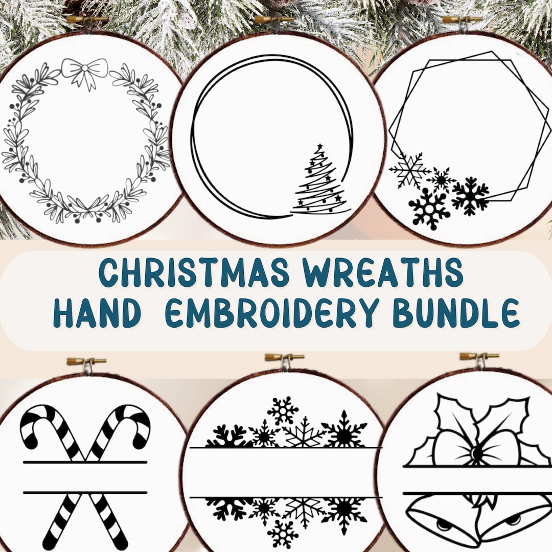 Hand Embroidery Christmas Wreath Bundle - Hand Embroidered Wreath ...