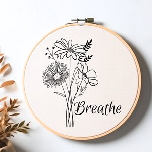 Flower Quote Hand Embroidery Pattern- Positive Quote Embroidery Design ...