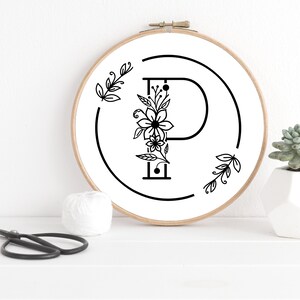Letter P Hand Embroidery Monogram Letter P Hand Embroidery Letter ...