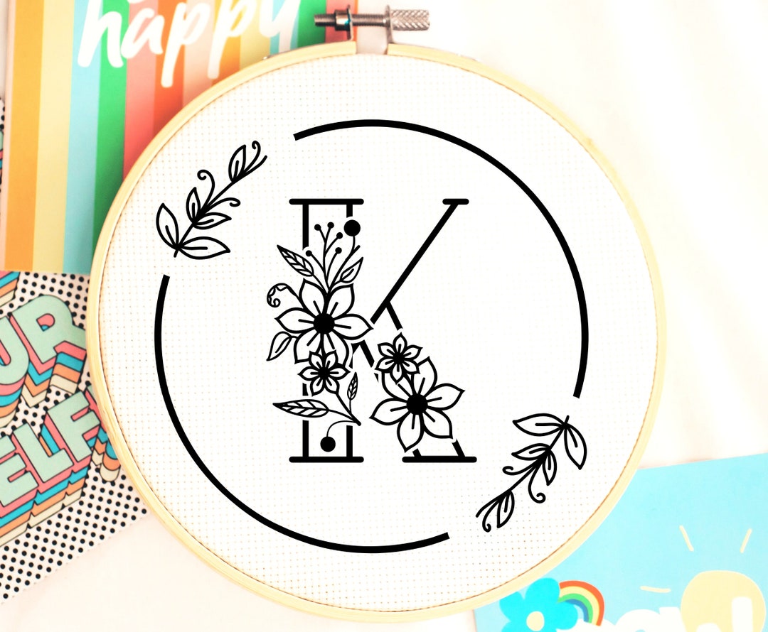 Letter K Hand Embroidery Monogram - Letter K Hand Embroidery Letter ...