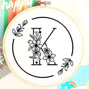 Letter K Hand Embroidery Monogram - Letter K Hand Embroidery Letter ...