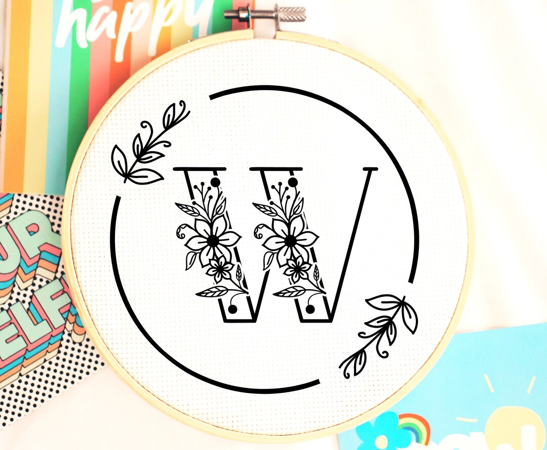 Letter W Hand Embroidery Monogram - Letter W Hand Embroidery Letter ...