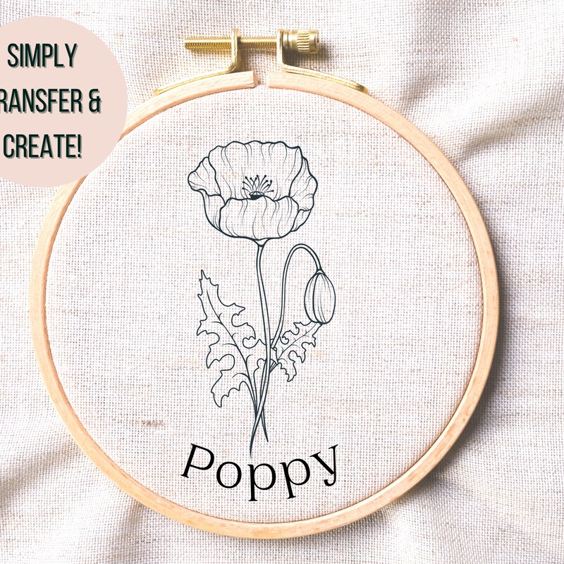 Poppy Embroidery Pattern - Etsy