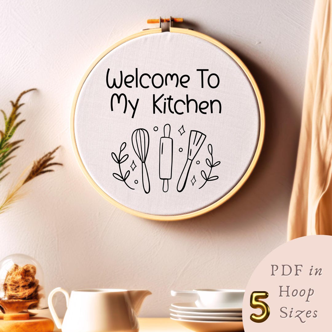 Welcome to My Kitchen Hand Embroidery PDF Kitchen Embroidery Printable ...