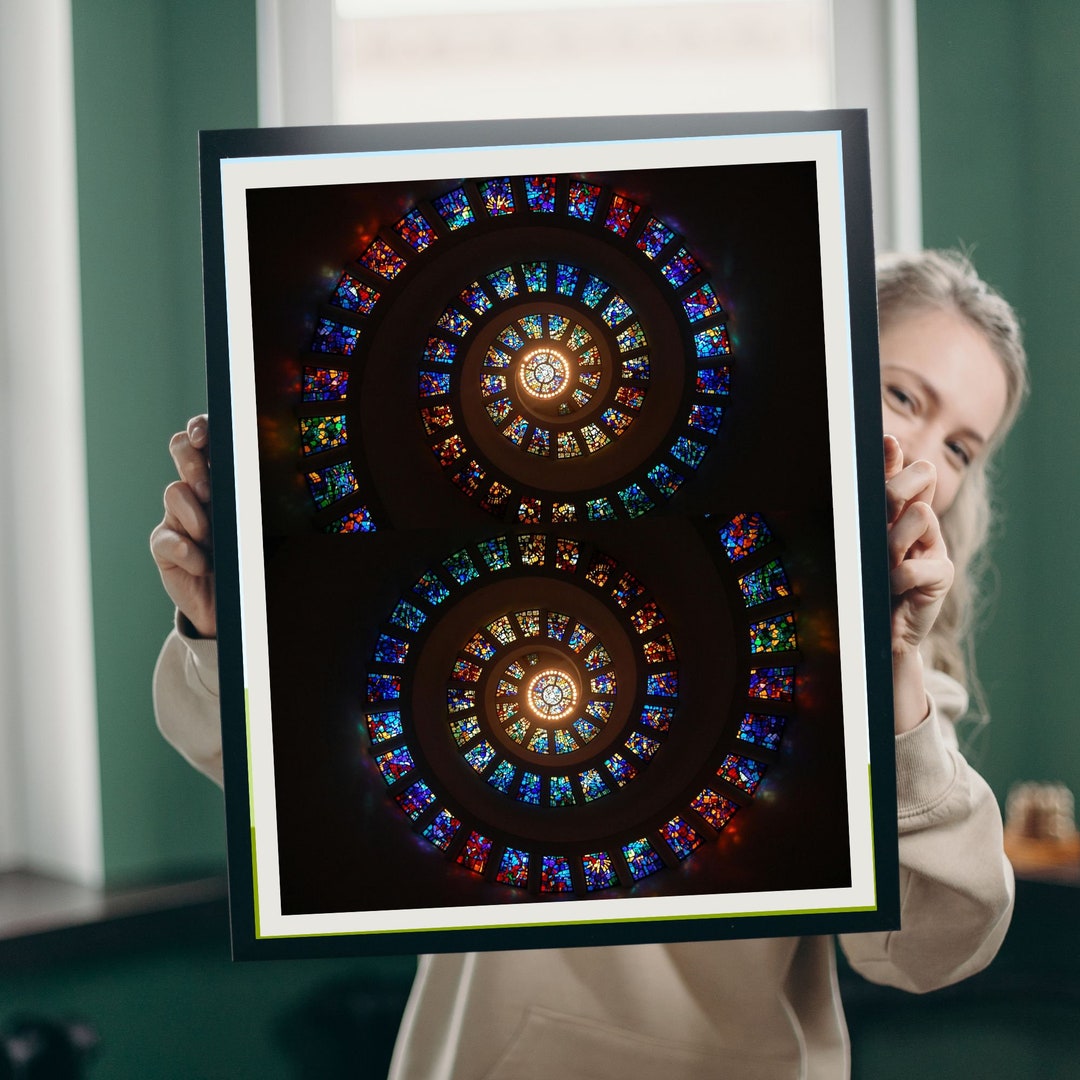 Artful Circle Pattern Wall Art Print, Stained Glass Decore, Patterns ...