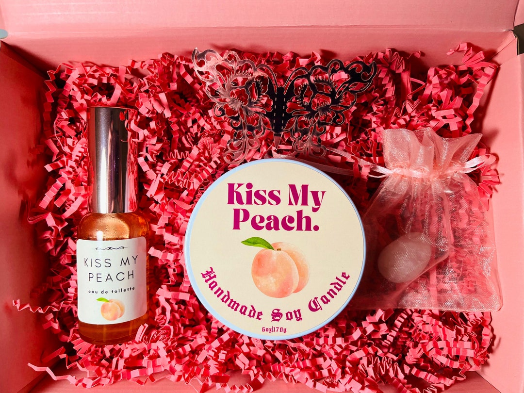 Kiss My Peach Box Kiss My Peach Perfume/candle/crystal Spa - Etsy