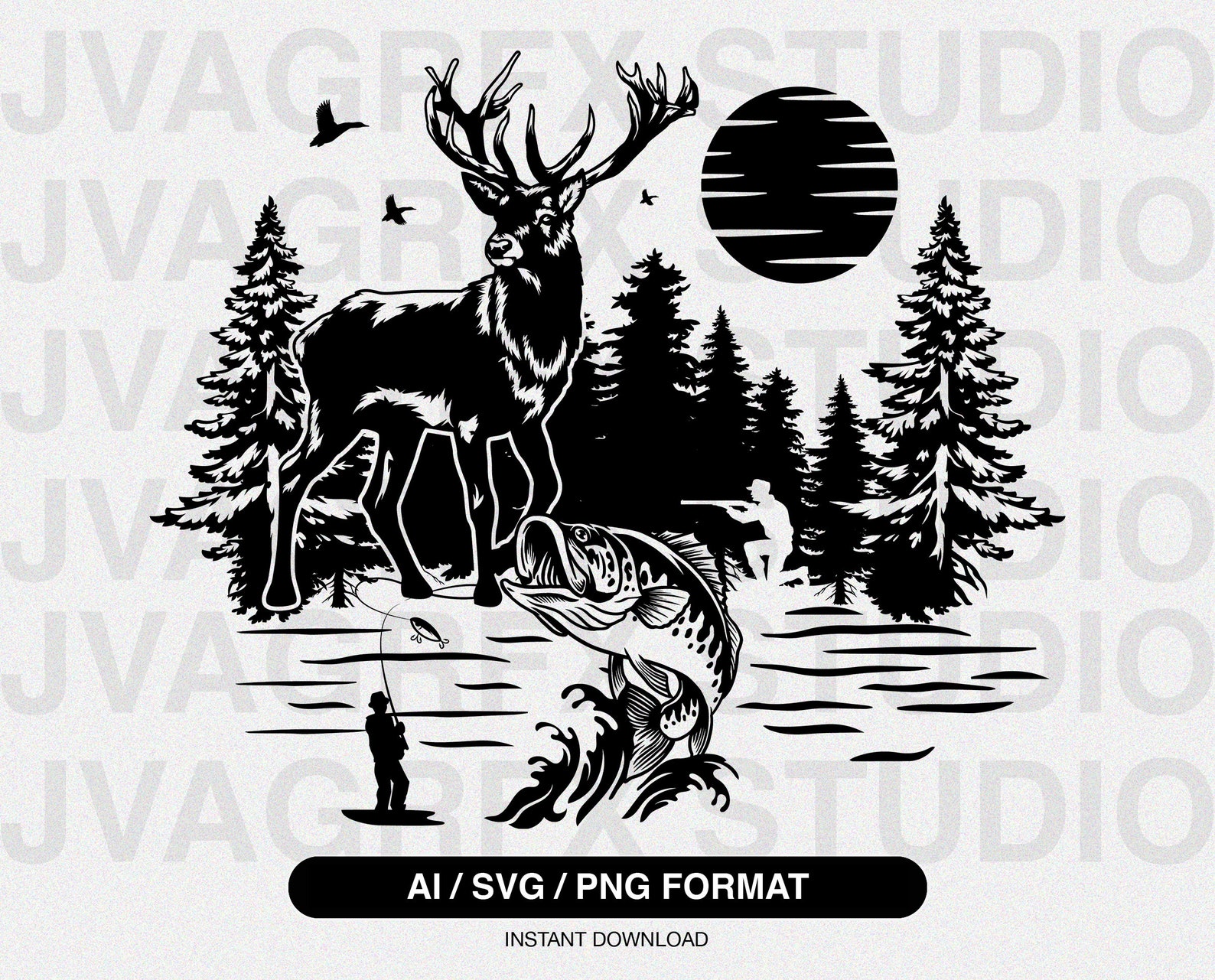 Deer Hunter SVG Deer Scene Svg Hunting Svg Outdoor Hunting - Etsy Canada