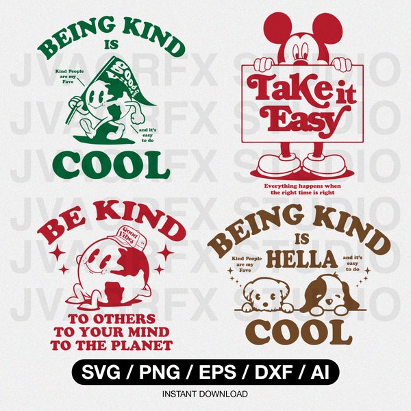 Retro Character Design SVG Clipart, 60s Smiley Face SVG/PNG Collection ...