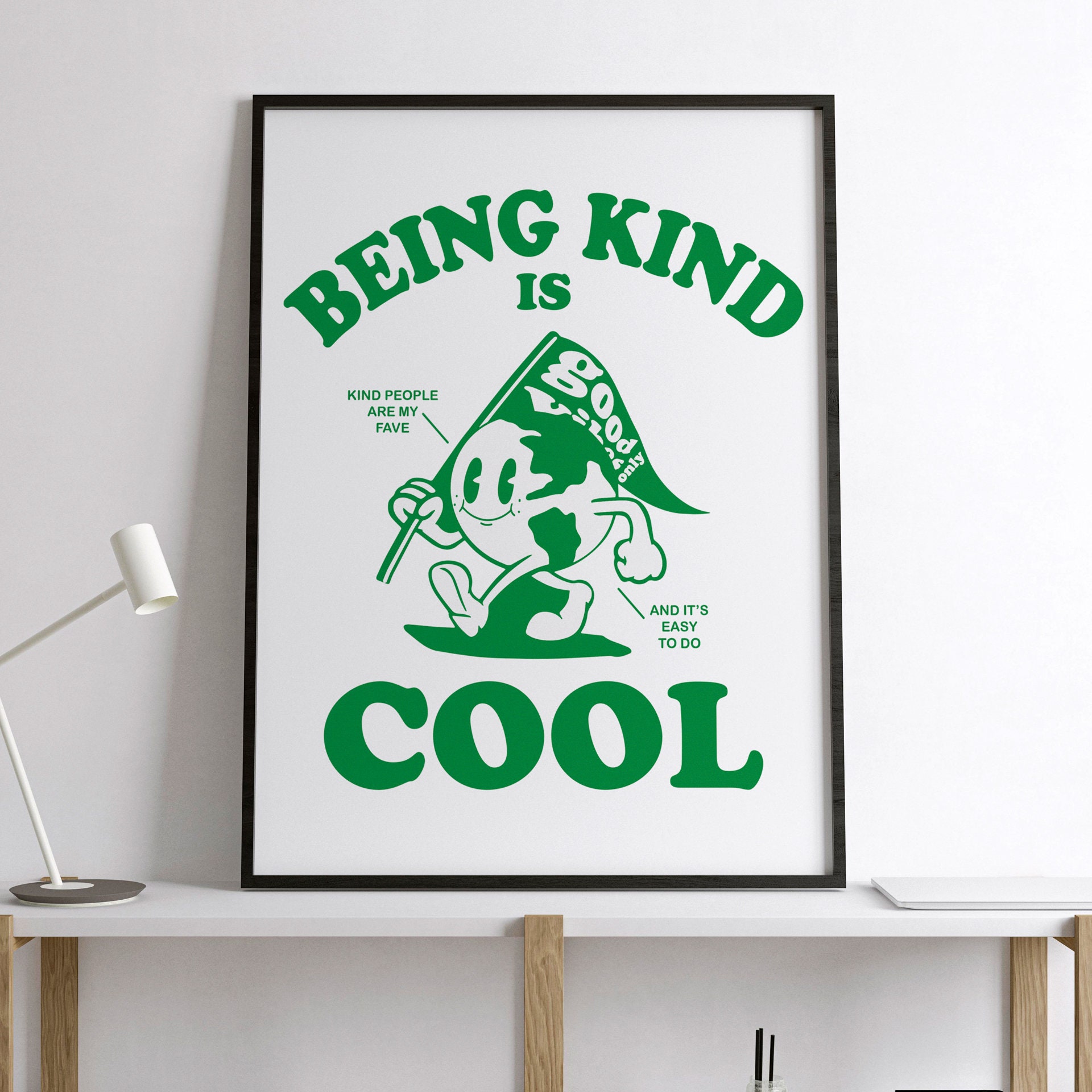 Be Kind Printable Art, Retro Art Print, Downloadable Prints, Cute Wall ...