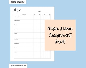 Music Assignment Sheet - Etsy