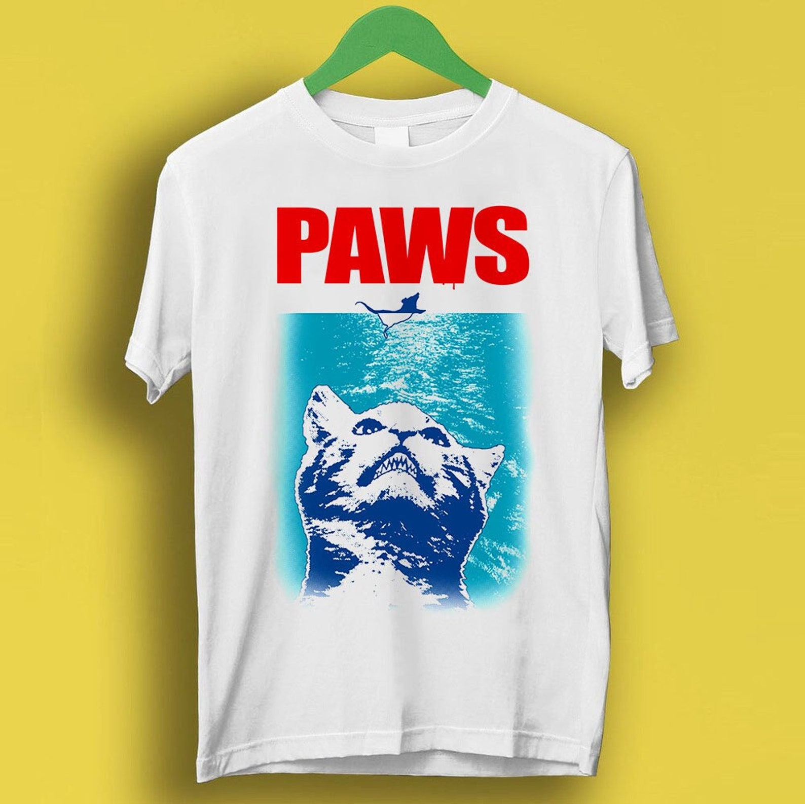 Paws Jaws Cat Design Meme Gift Tee Gamer Cult Movie Music T - Etsy