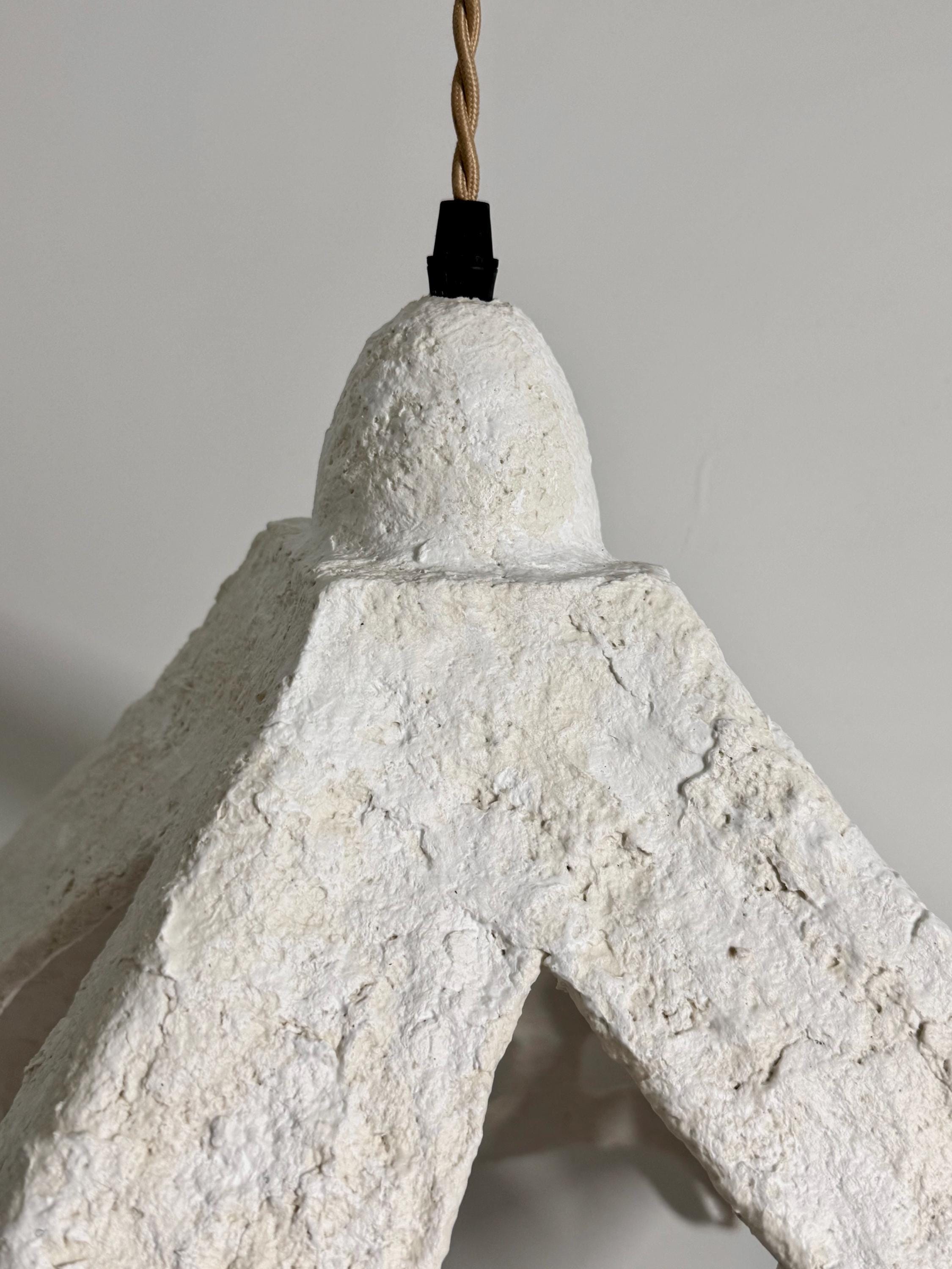Handmade Paper Mache Pendant Light, Square, Geometric, Sculptural ...