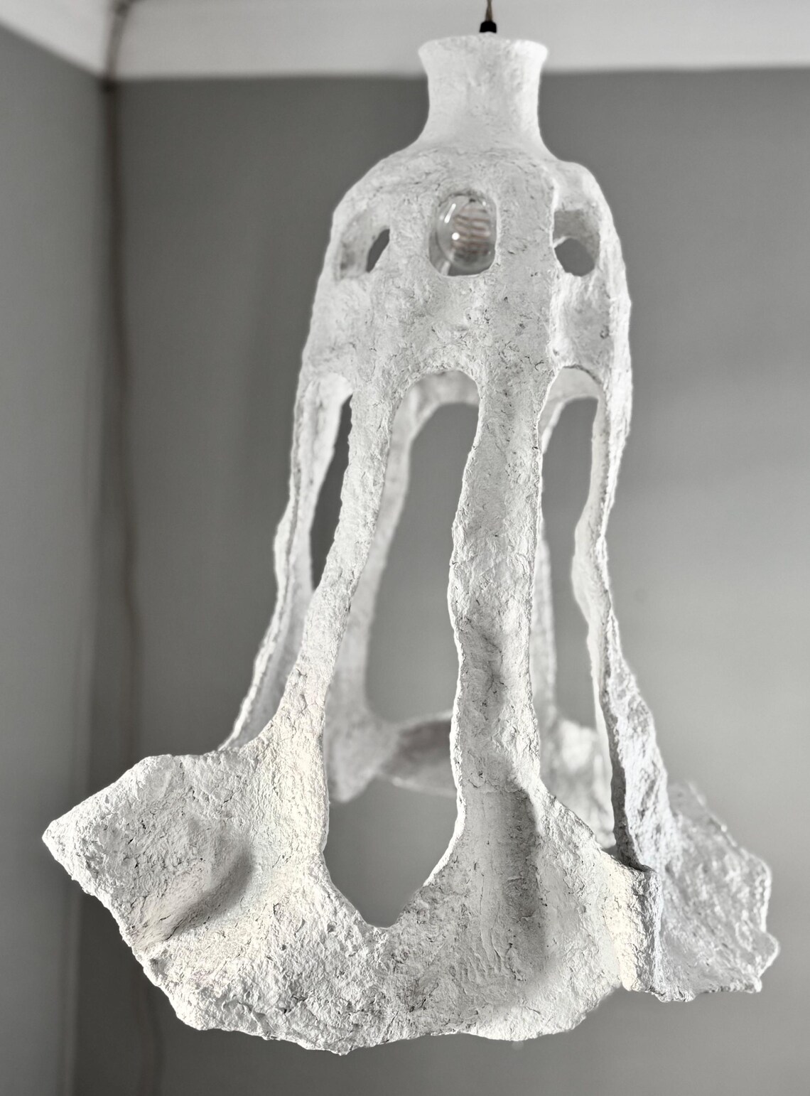 Handmade Paper Mache Large Pendant Light, Floral Inspired, Sculptural ...