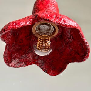 Handmade Small Paper Mache Pendant Light, Floral Inspired, Sculptural ...
