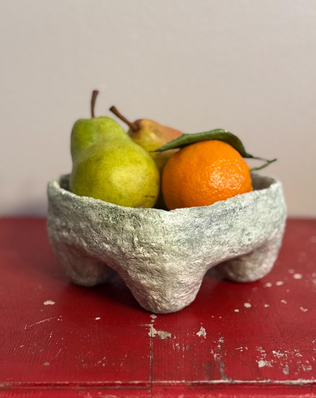 Handmade Paper Mache Square Decorative Bowl on Four Legs, Ancient Look ...