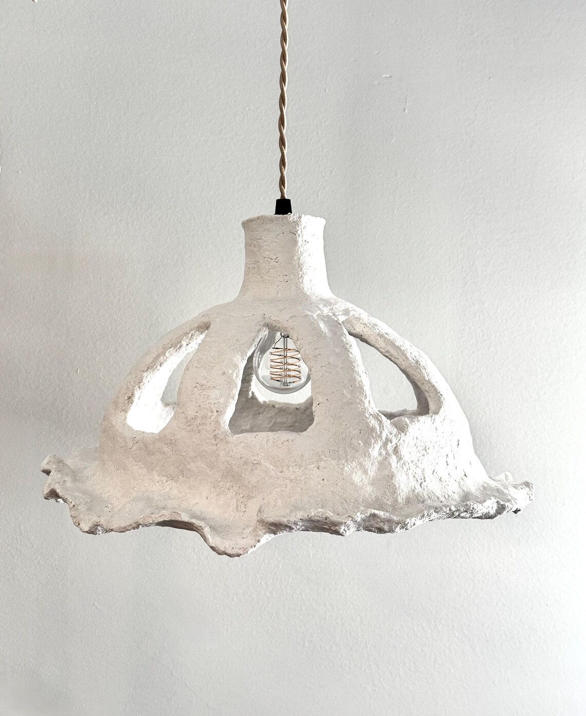 Handmade Paper Mache Pendant Light, Floral Inspired, Sculptural ...