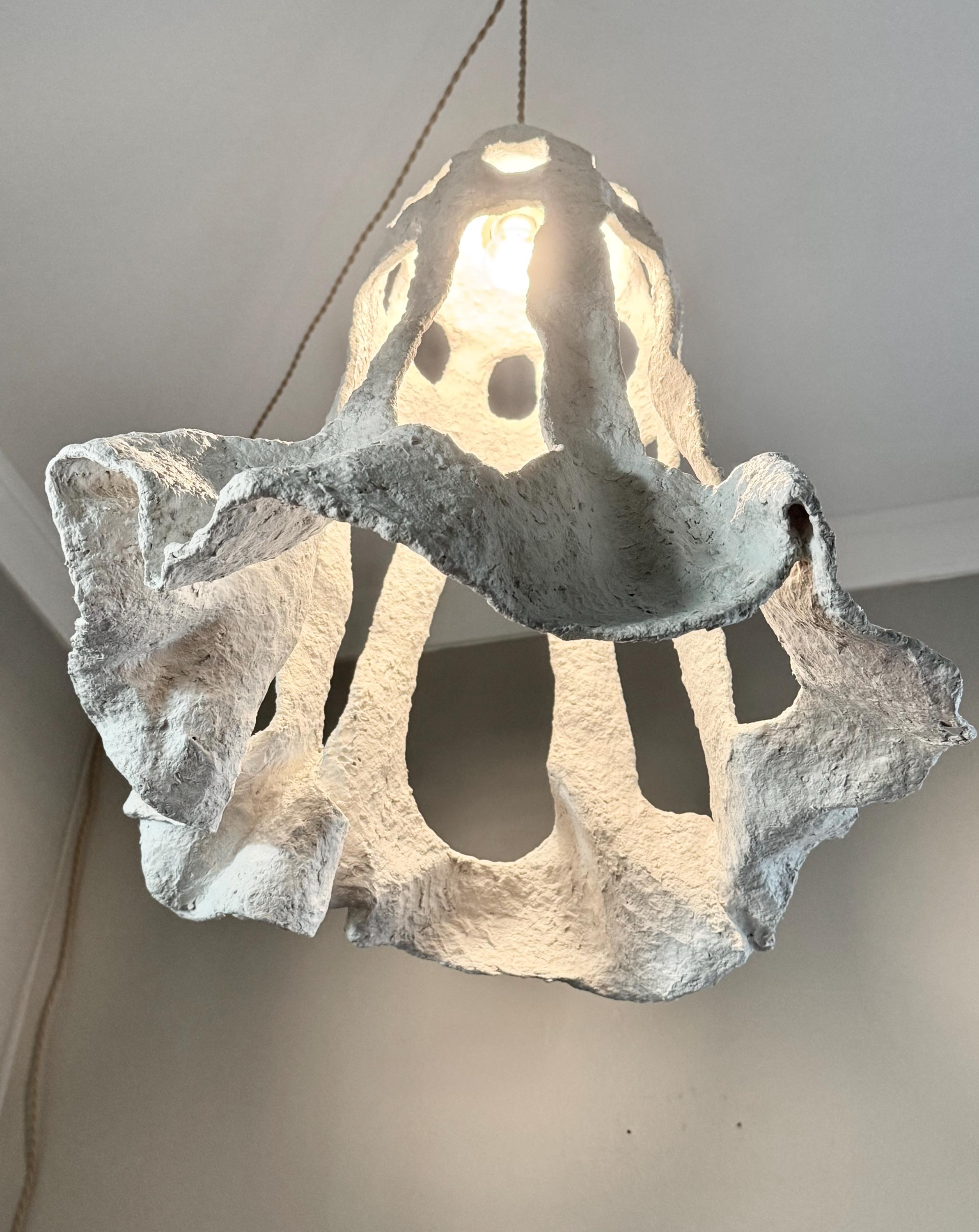Handmade Paper Mache Large Pendant Light, Floral Inspired, Sculptural ...