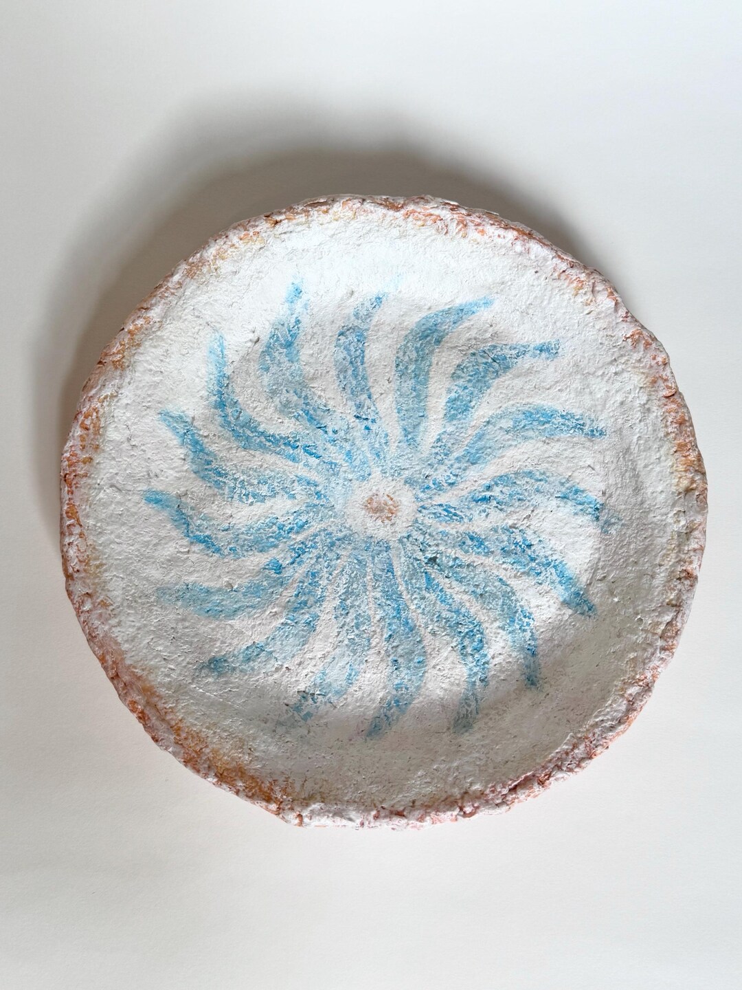 Handmade Paper Mache Plate: Blue Wave Pattern Decorative Tray - Etsy