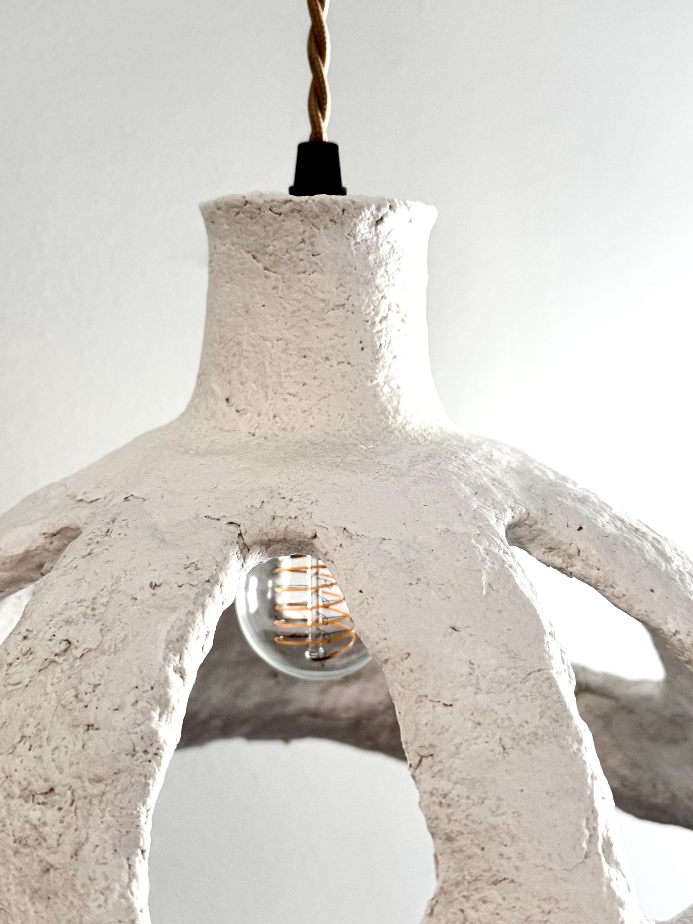 Handmade Paper Mache Pendant Light, Floral Inspired, Sculptural ...