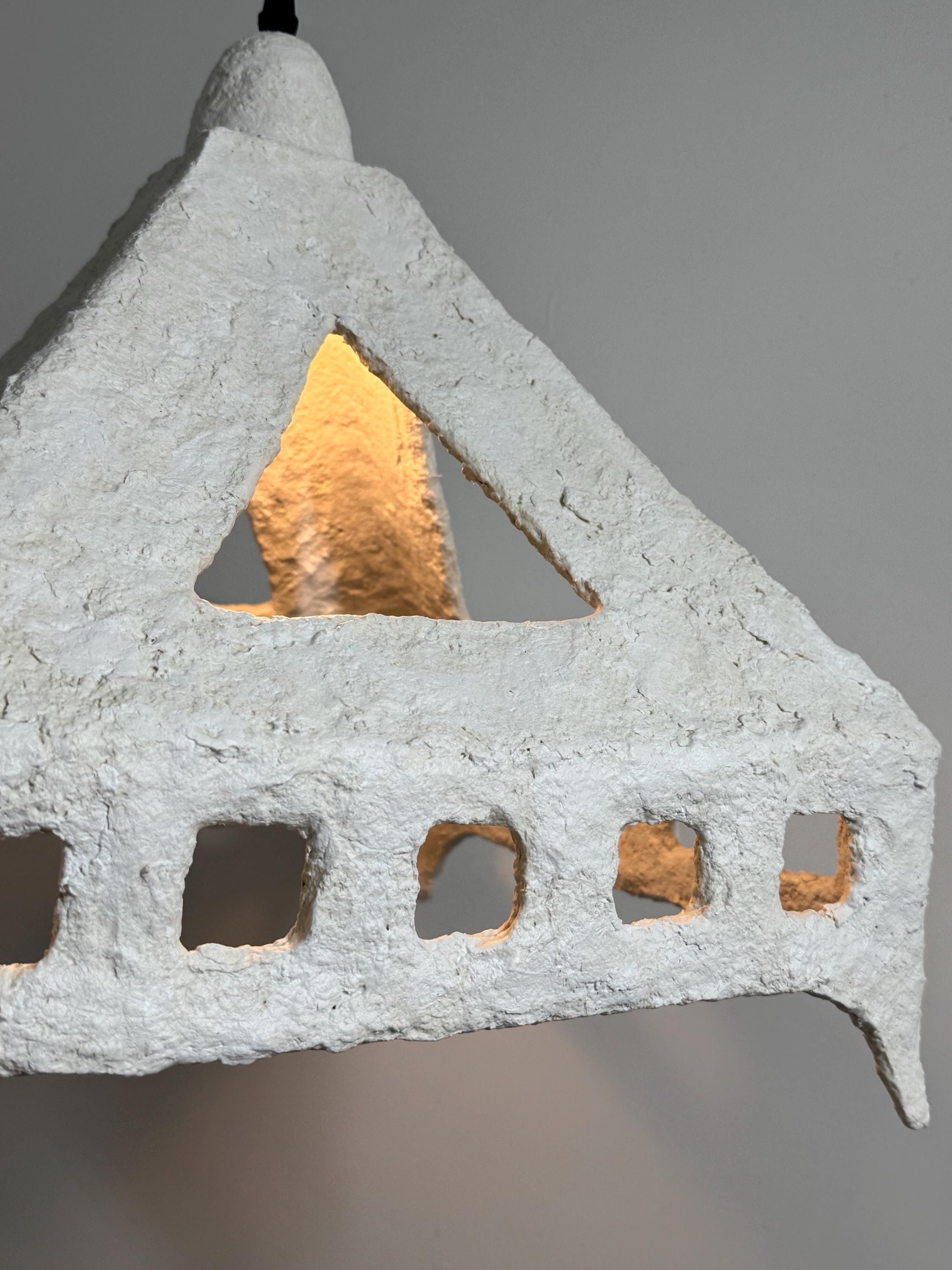 Handmade Paper Mache Pendant Light, Square, Geometric, Sculptural ...