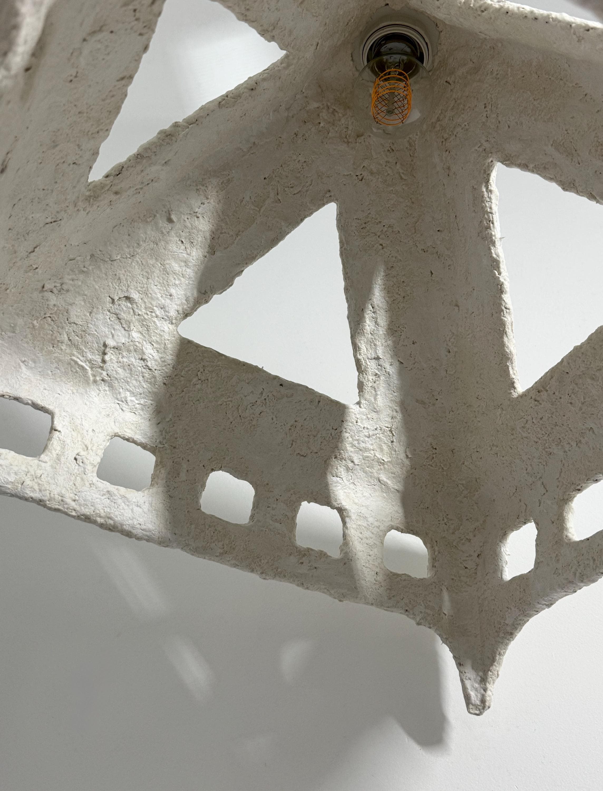 Handmade Paper Mache Pendant Light, Square, Geometric, Sculptural ...