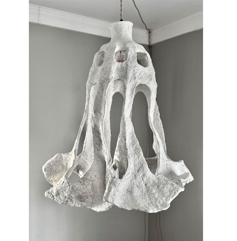 Handmade Paper Mache Large Pendant Light, Floral Inspired, Sculptural ...