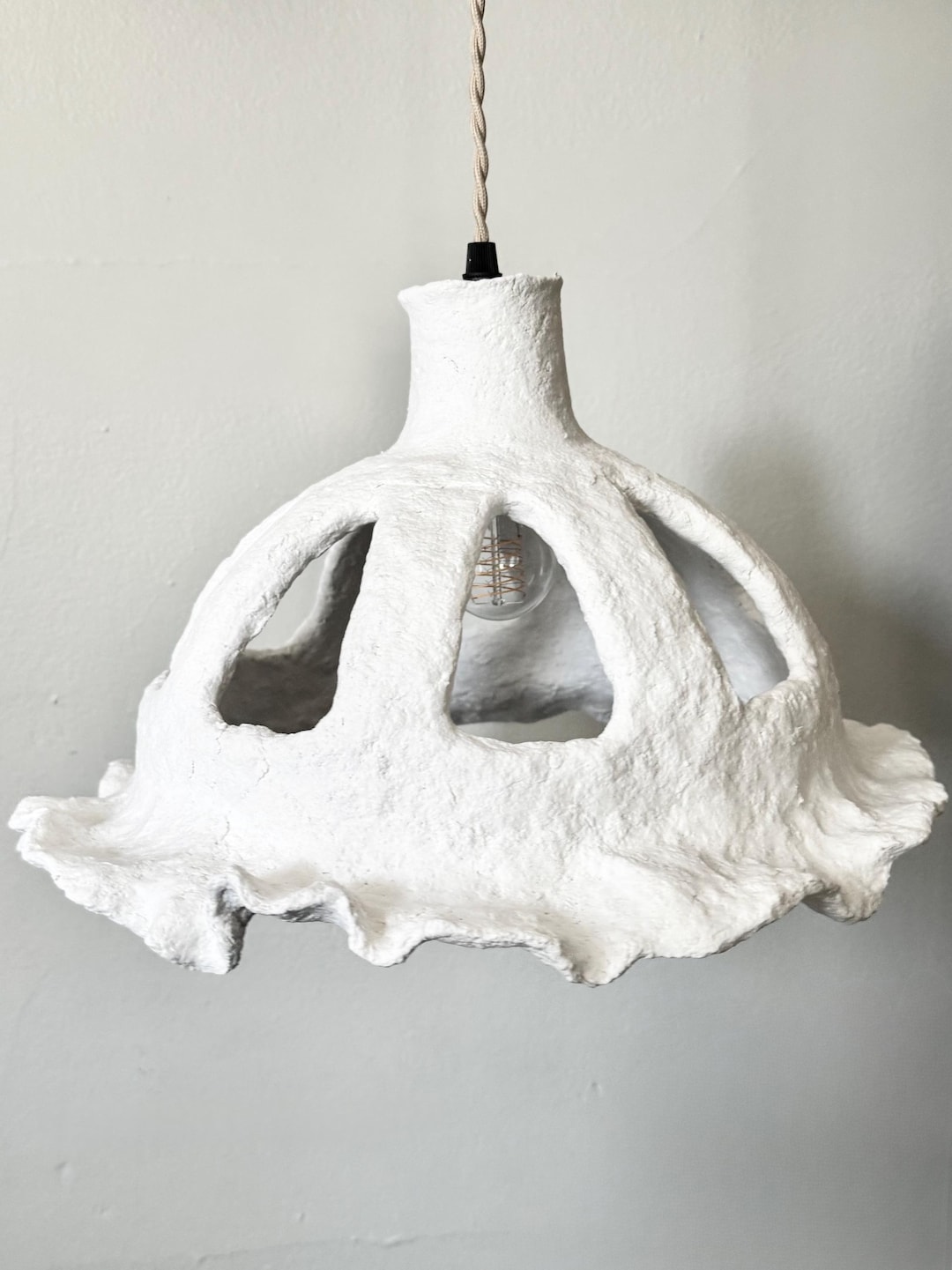 Handmade Paper Mache Pendant Light, Floral Inspired, Sculptural ...