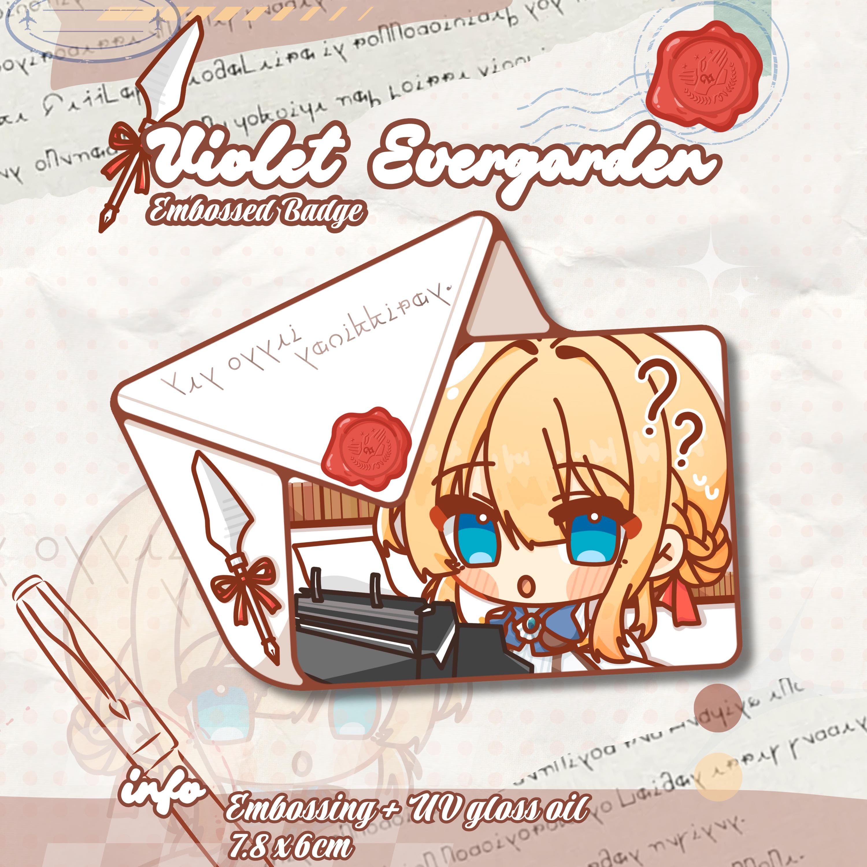 Violet Evergarden Letter-shaped Metal Badge | 3D Embossed + UV Spot Oil ...