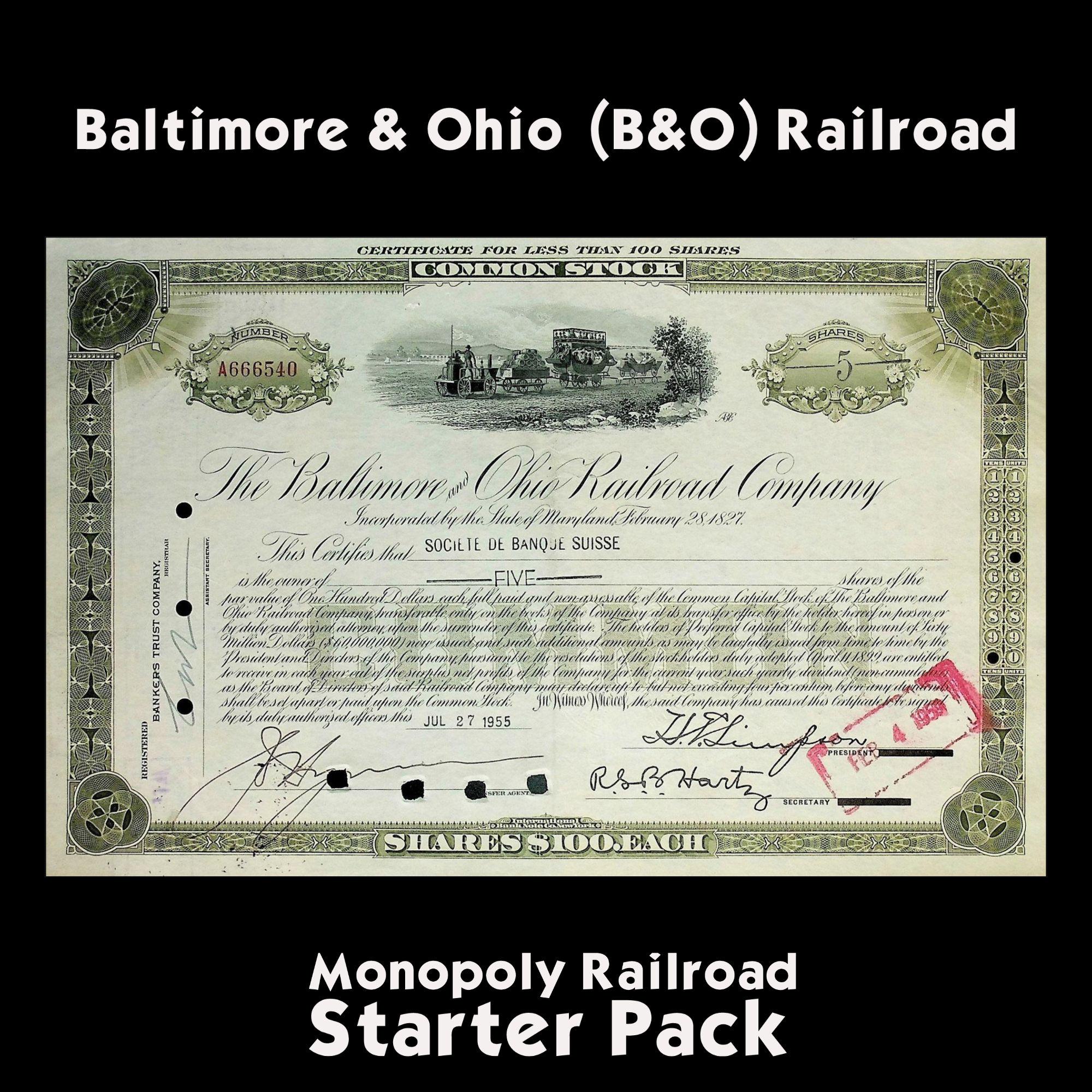 Monopoly Railroad Stock Certificate Bundle Gift 4x Authentic Original ...