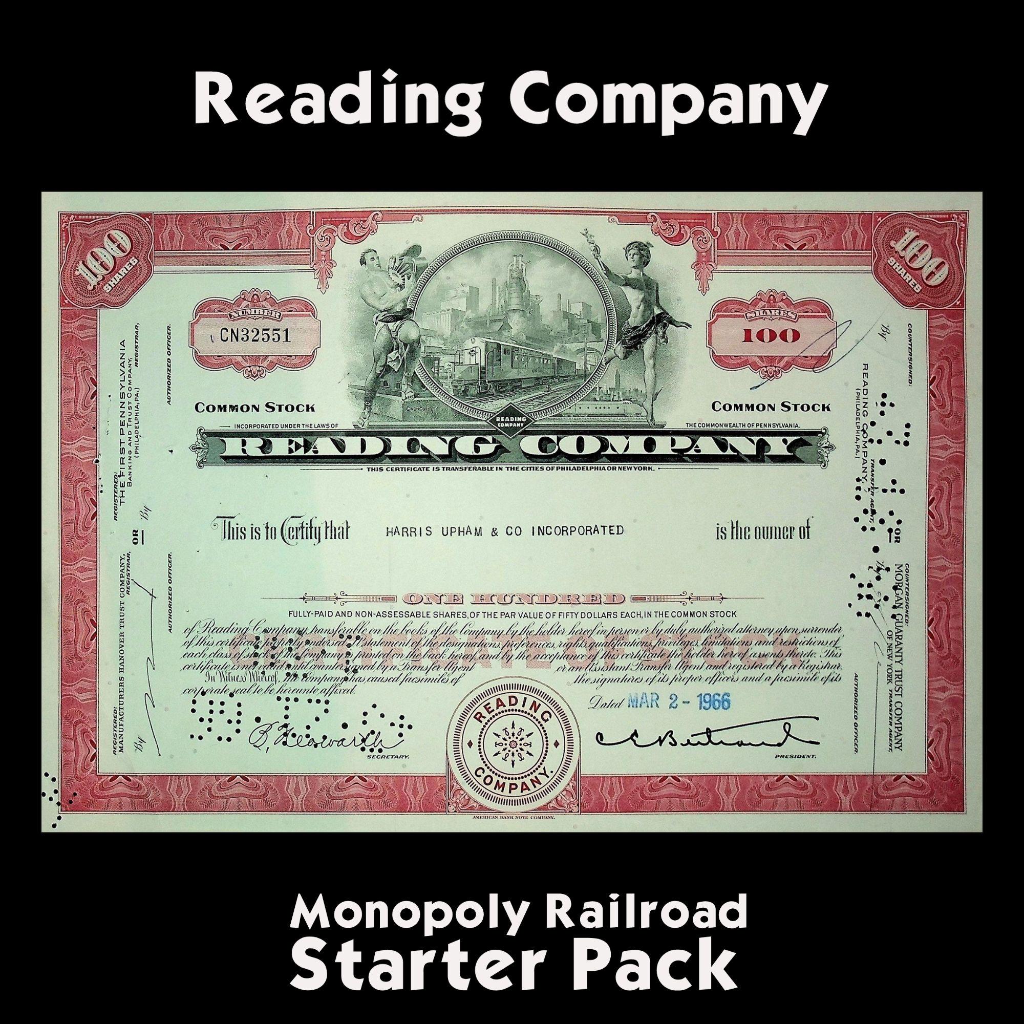 Monopoly Railroad Stock Certificate Bundle Gift 4x Authentic Original ...