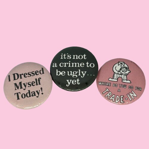 Heads up PINBACK BUTTON SET funny Weird Retro Vintage Reproduction - Etsy