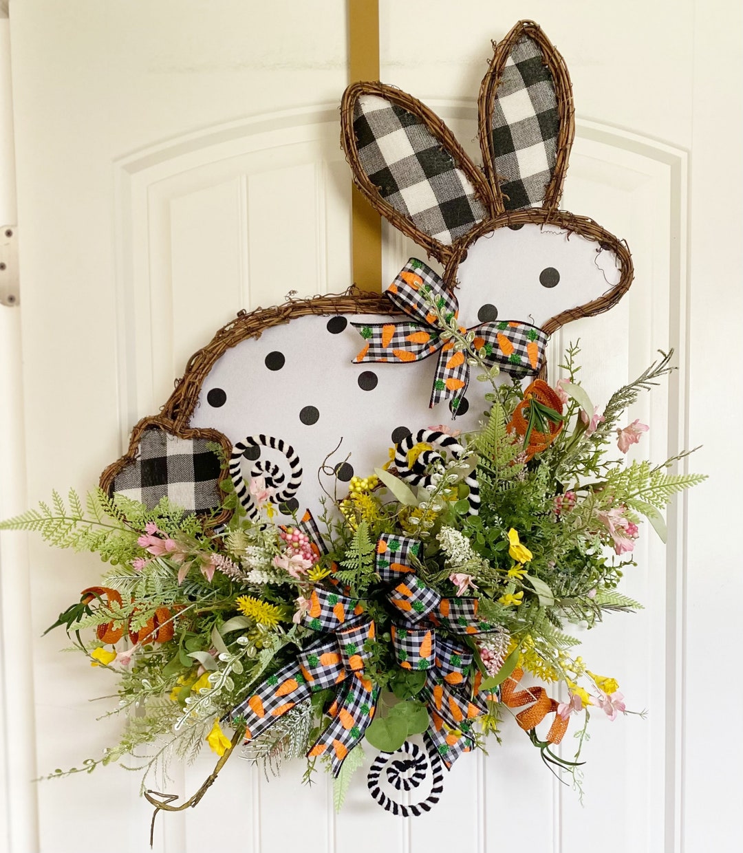 Bunny Floral Grapevine Wreath - Etsy