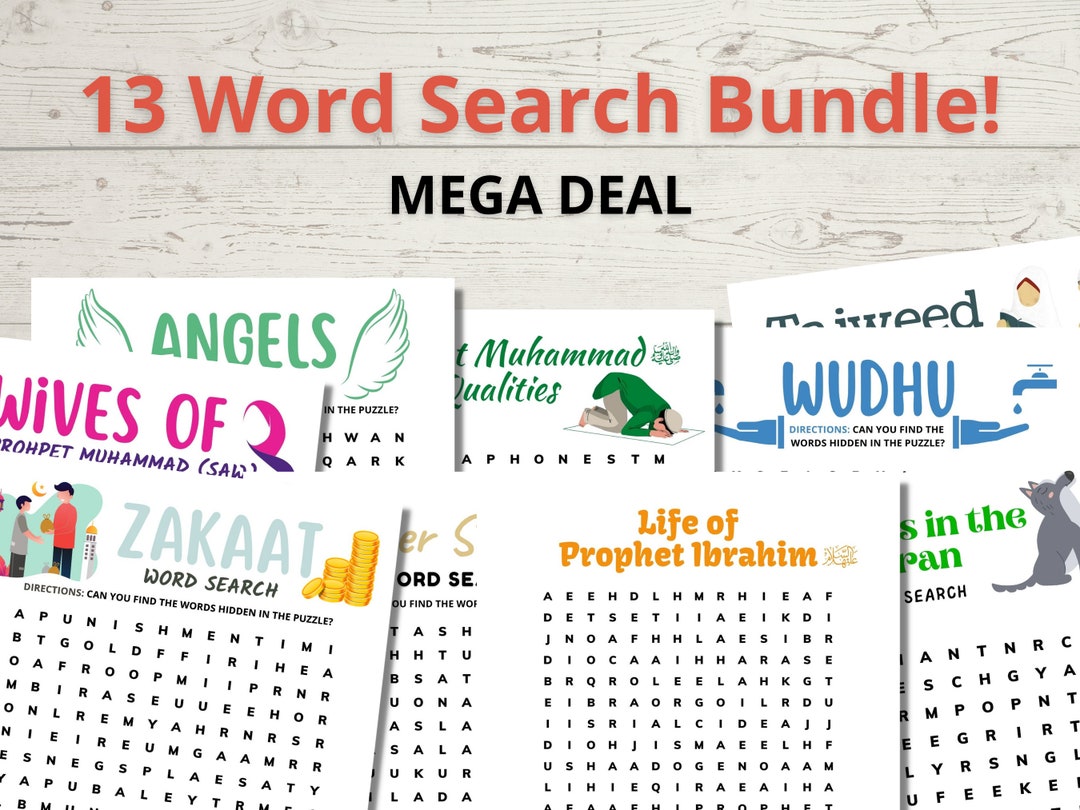 13 Word Search MEGA BUNDLE, Islam Word Search, Islamic Gift, Islamic ...