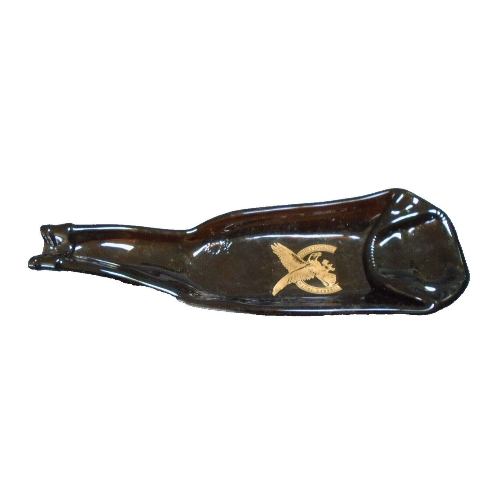 Melted Glass Beer Bottle Bar Cigar Ashtray FOE Liberty-truth-justice ...