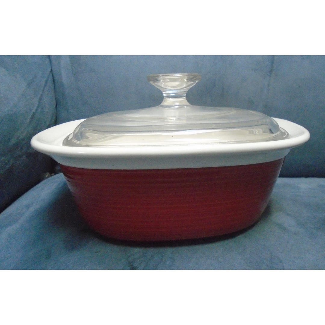 Corning Ware Etch Red Square Baking Stoneware 1.5 Quart Covered ...
