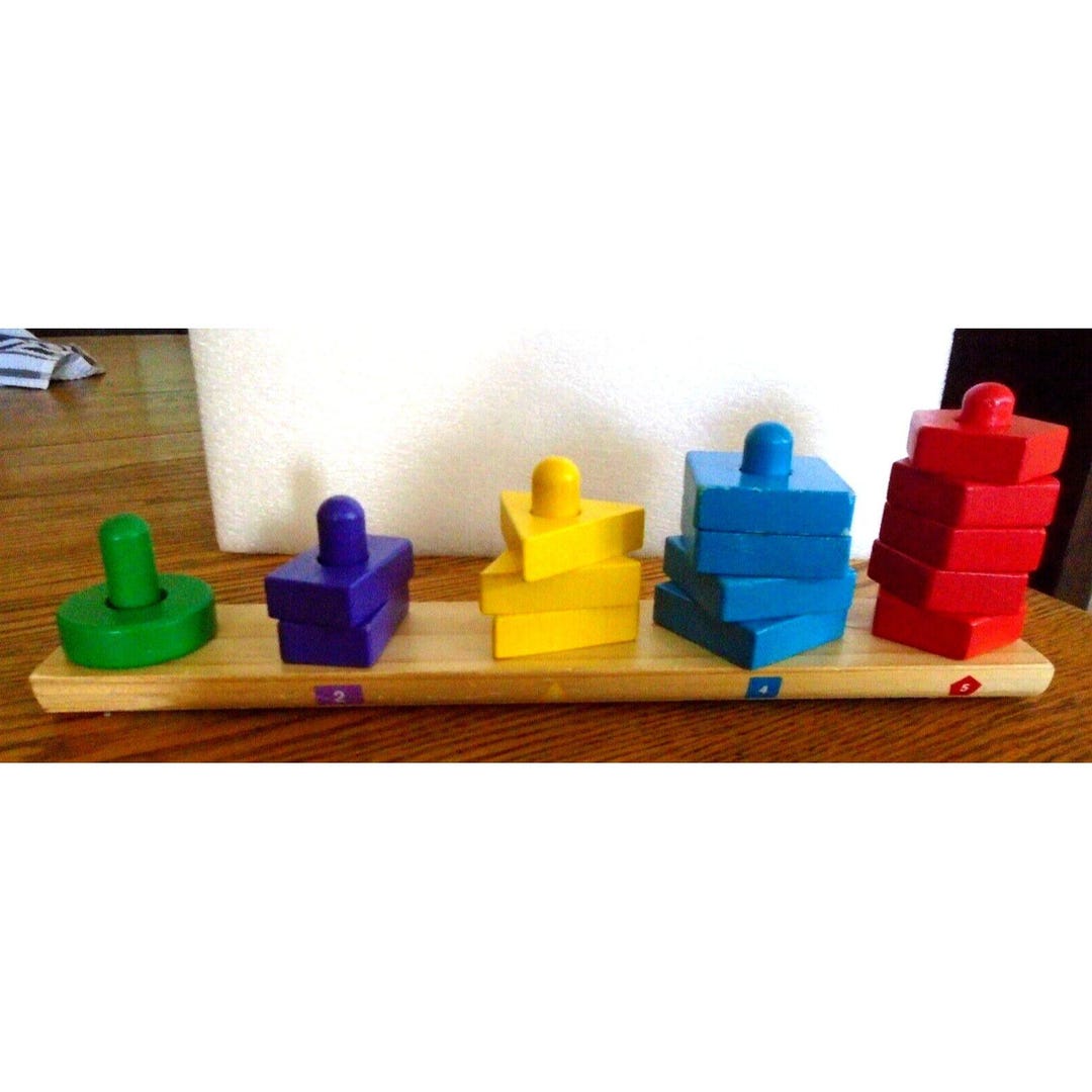 Melissa & Doug Classic Stack Sort Board Toy Wood Shapes Colors ...