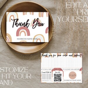 Boho Rainbow Thank You Card Template Canva Template Boho Business Cards ...
