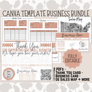 Boho Business Bundle Canva Template Editable Business Card - Etsy