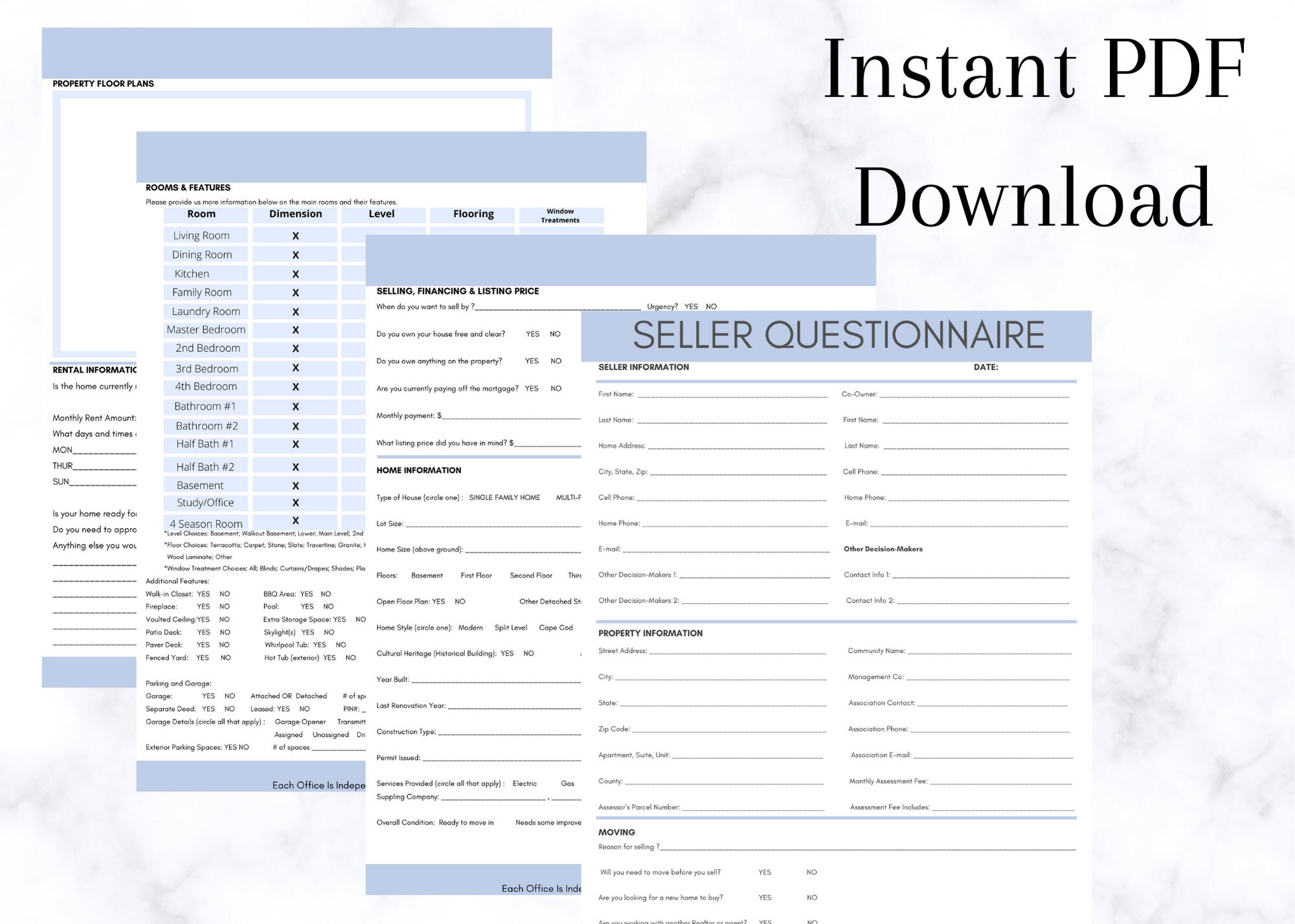 Seller Questionnaire - Printable PDF Real Estate Template - Etsy