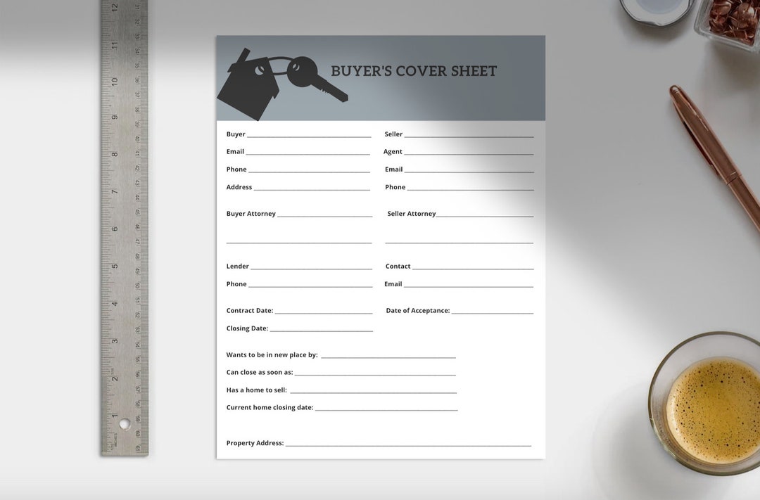 Buyer's Cover Sheet for Realtors, Real Estate Info Sheet, Data ...