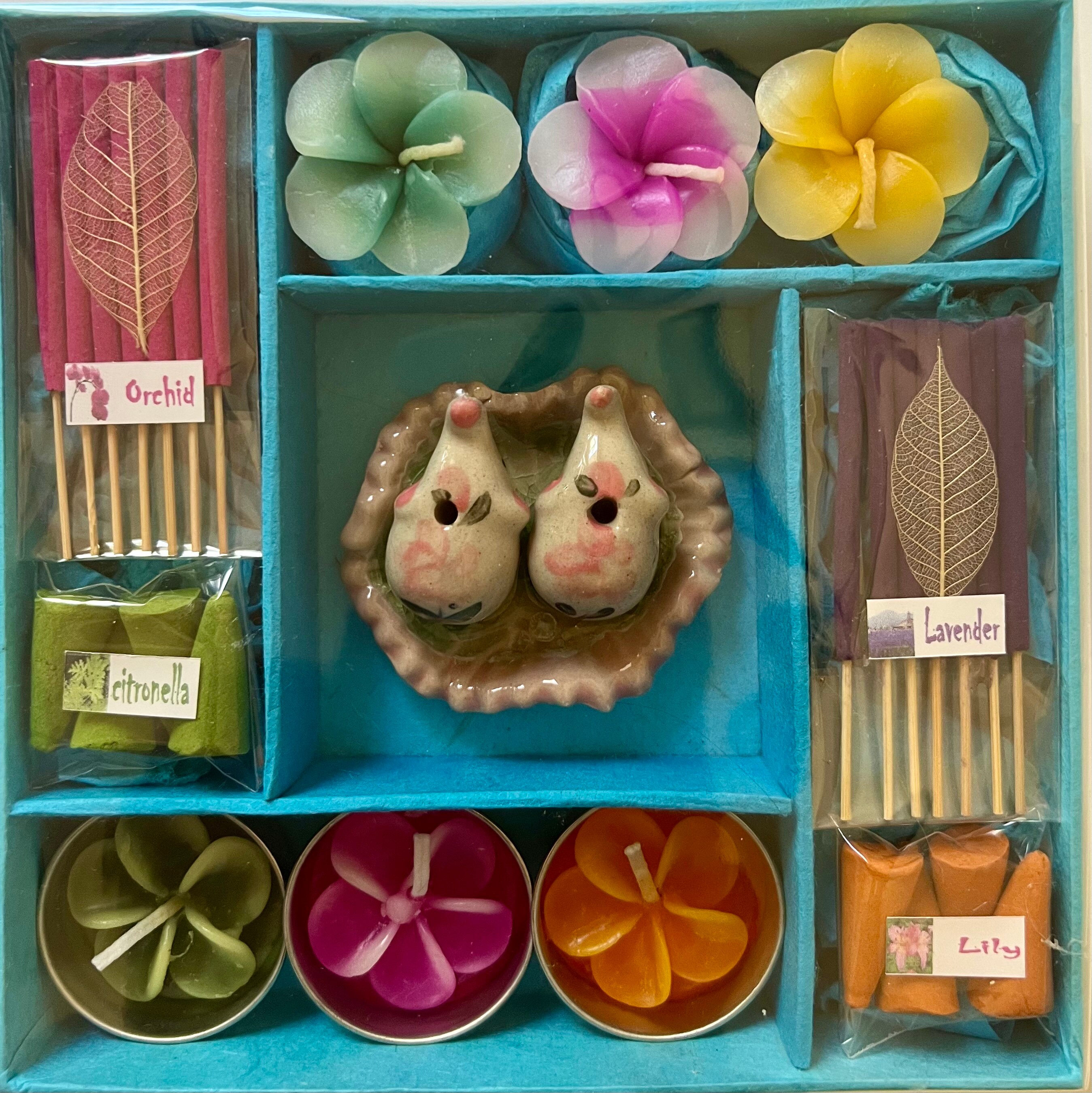 Thai Incense Set Box With Candle Flower, Sticks and Incense Holder - Etsy