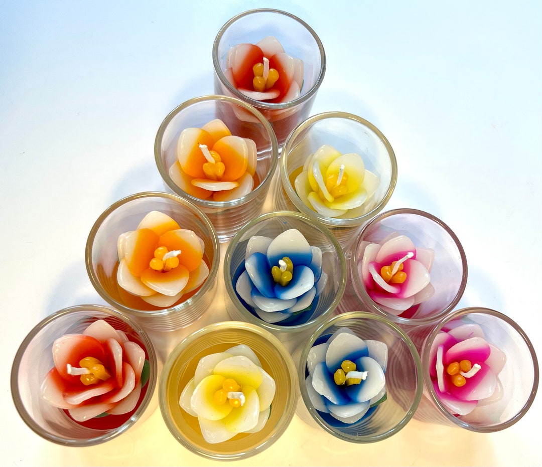 Thai Candle Flower in Clear Glass - Set of 10 - Etsy