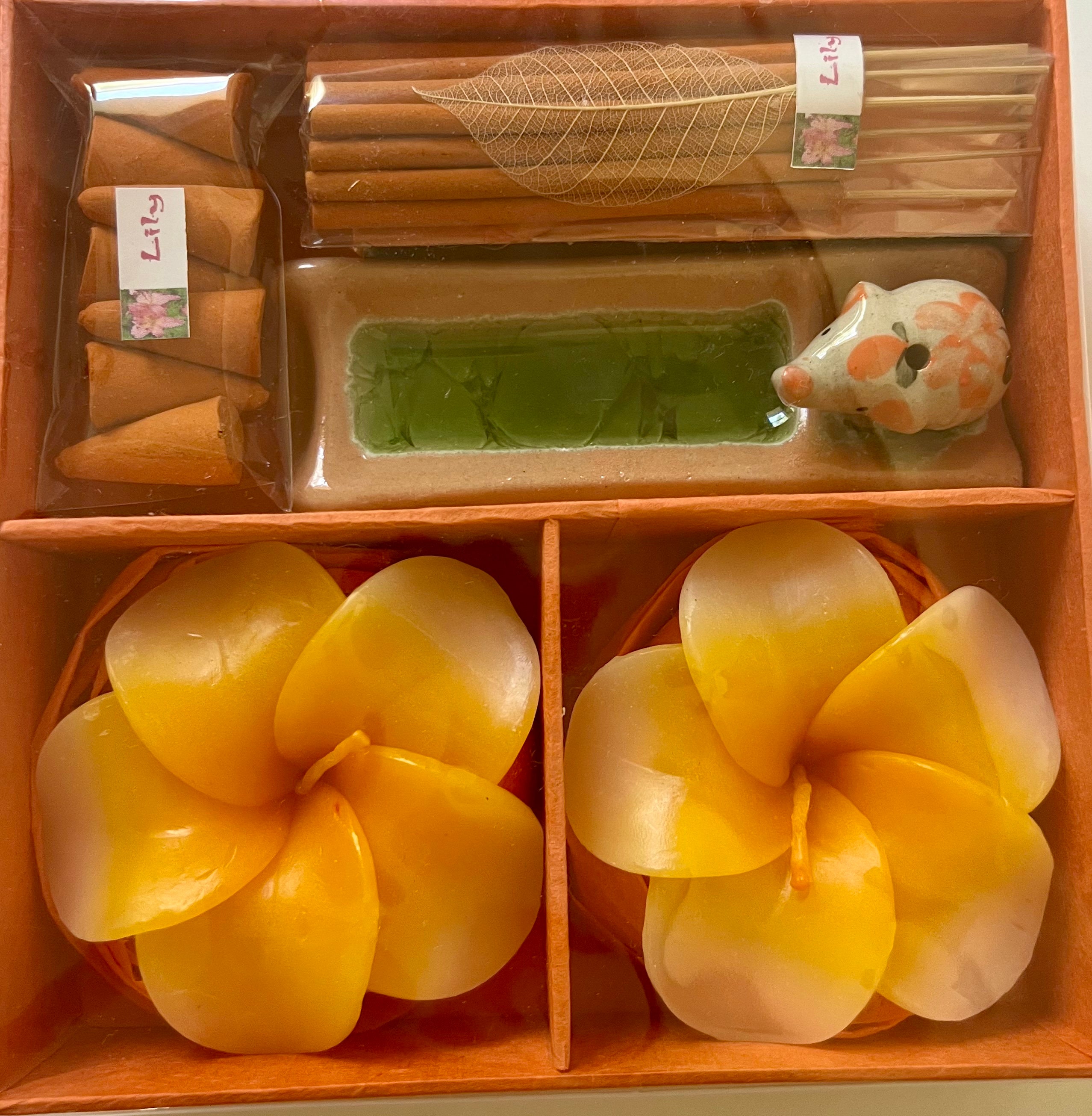 Thai Incense Set Box With Candle Flower, Sticks and Incense Holder - Etsy