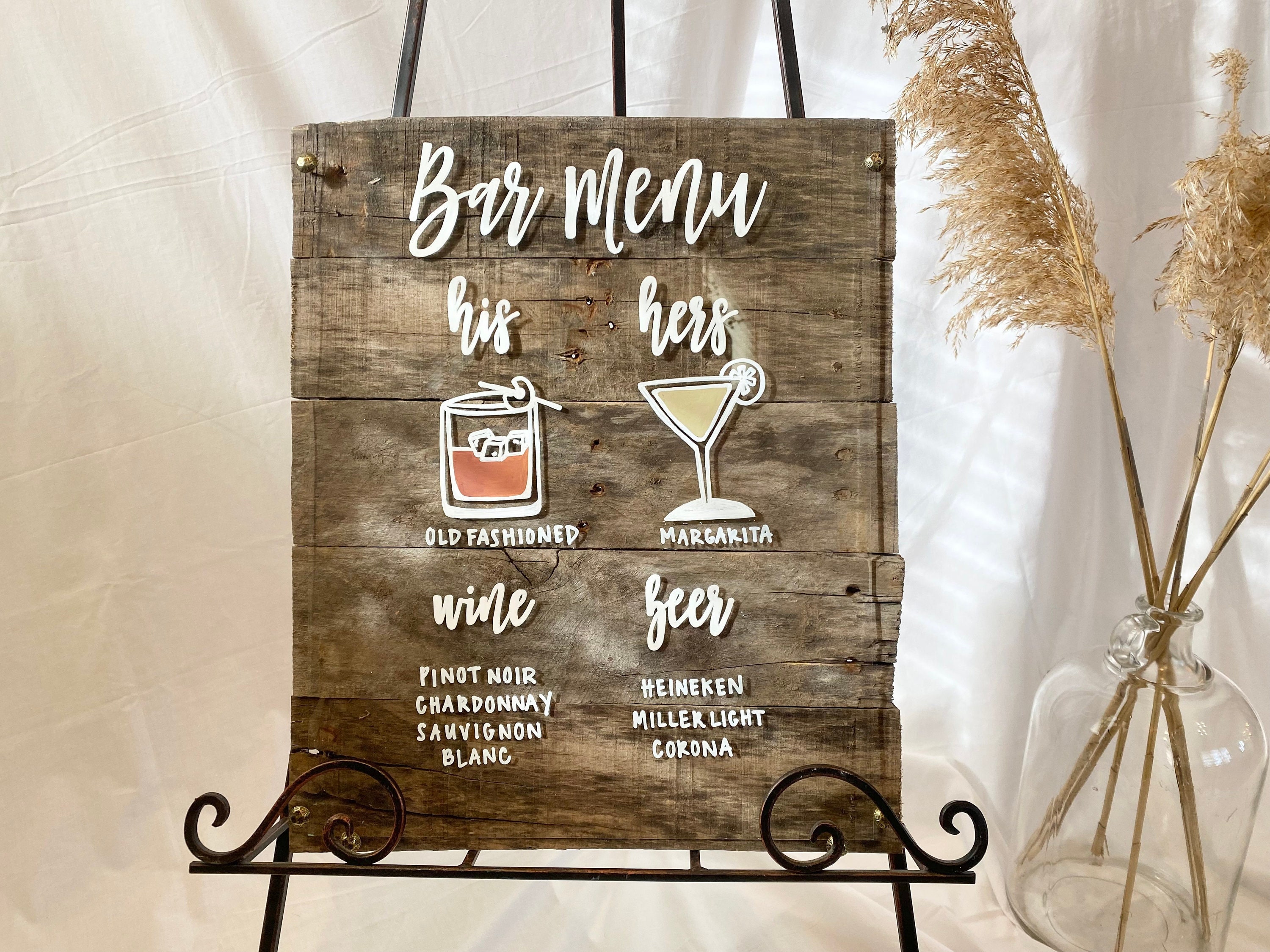 Wedding Bar Sign His and Hers Bar Sign Acrylic Bar Menu - Etsy