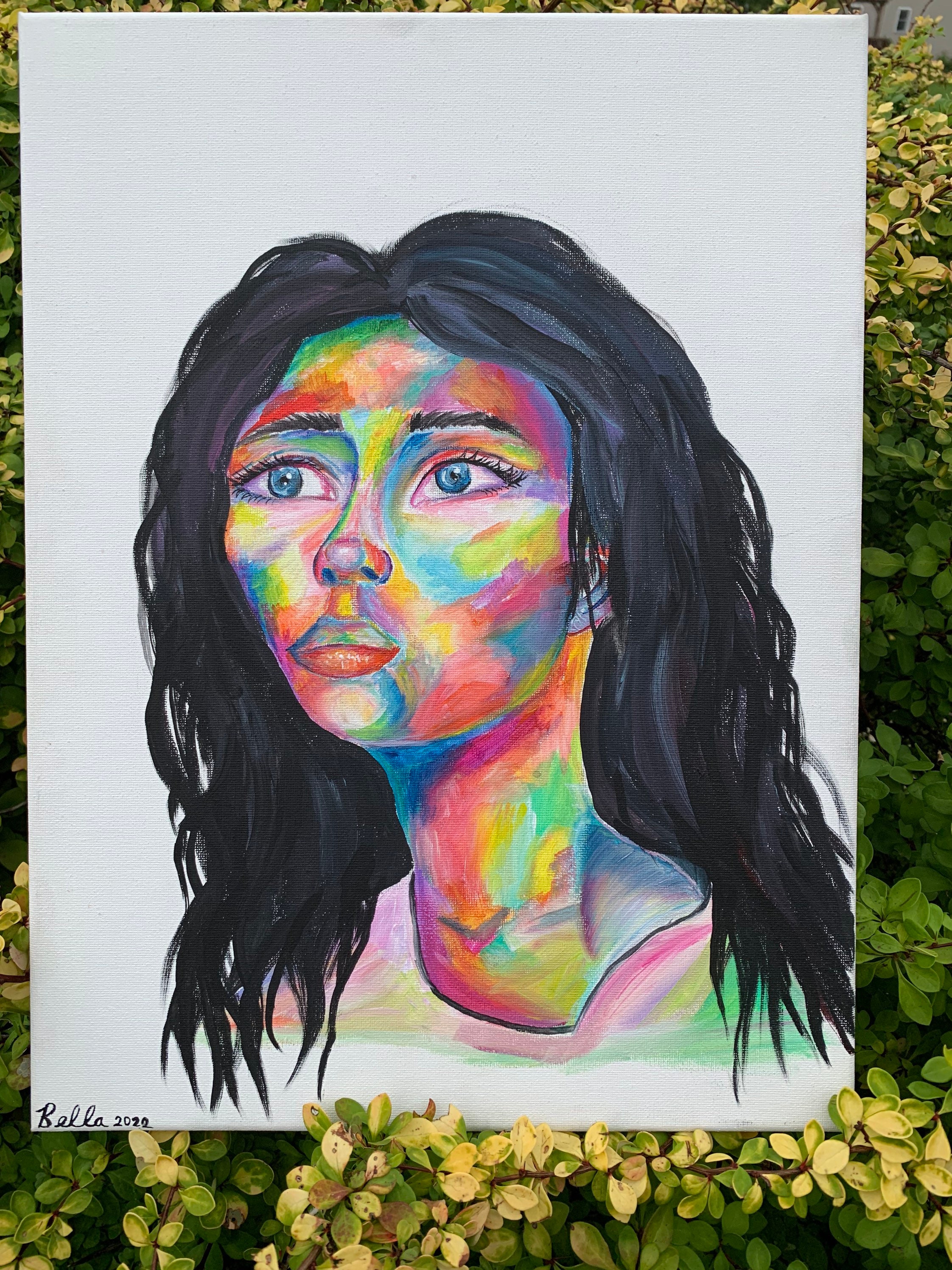 Modern Acrylic Portrait Painting, Abstract Multicolor Wall Art ...